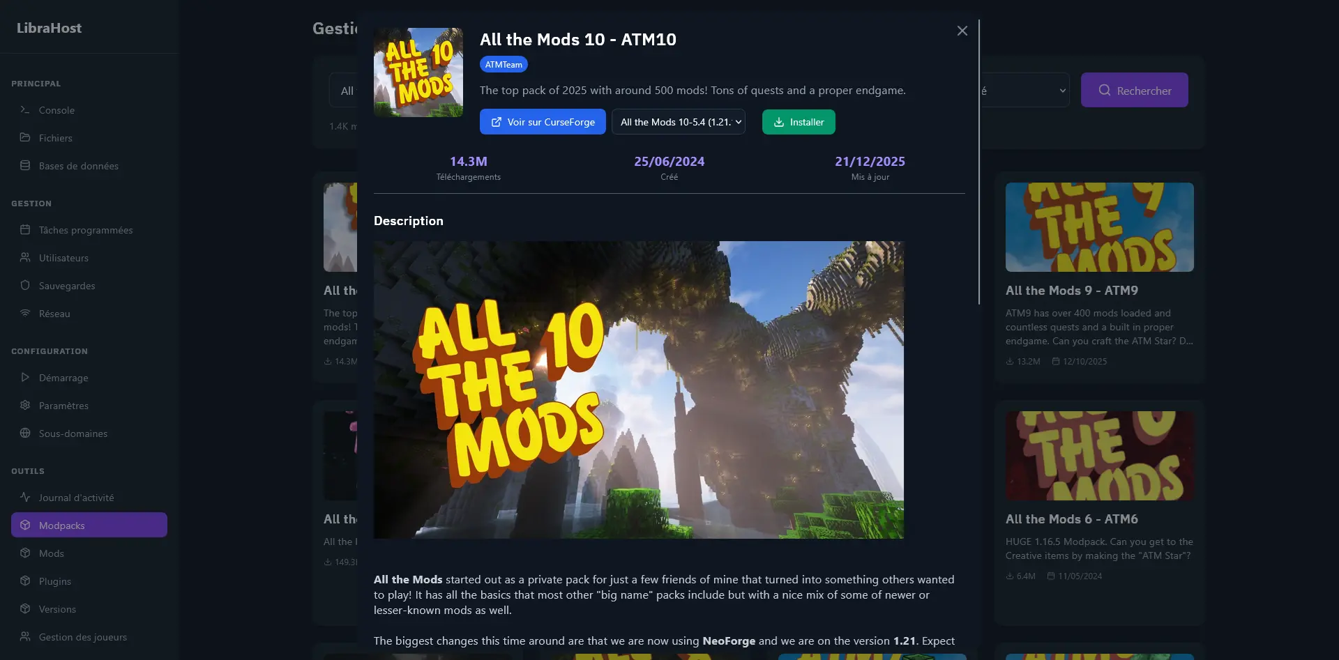 Comment installer un modpack sur son serveur Minecraft ? - Documentation LibraHost